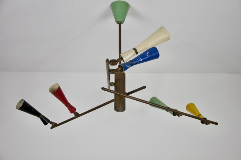 Colorful Sputnik Chandelier attributed to Stilnovo, 1950s for sale at ...