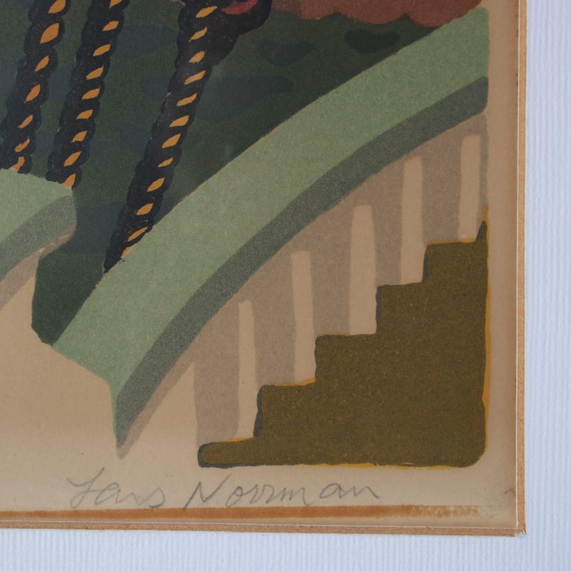 Lars Norrman, Composition, 1950s, Lithograph, Framed for sale at Pamono