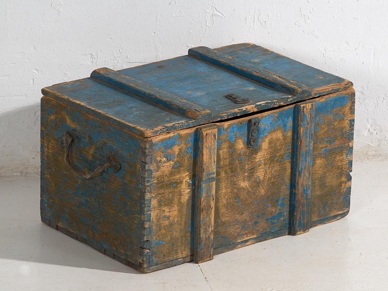 Primitive Blue Chest, 1920s for sale at Pamono