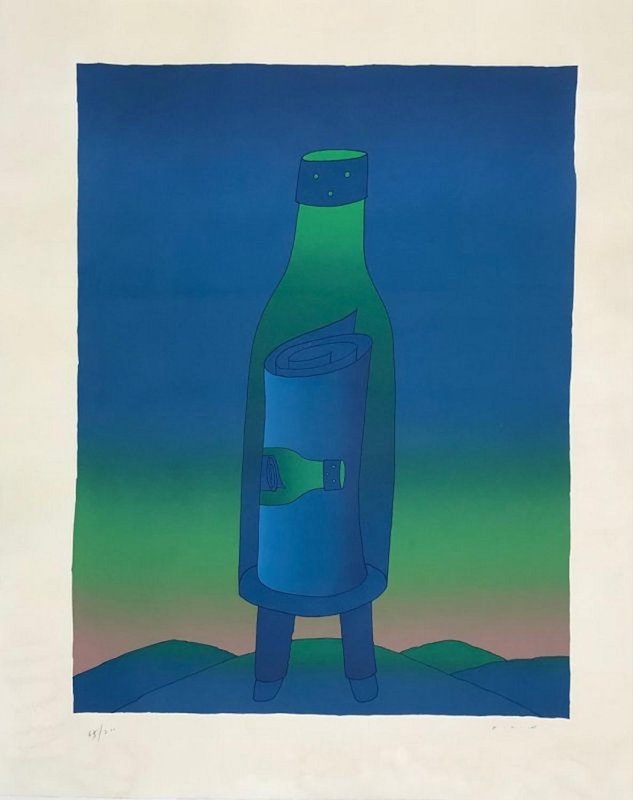 Jean Michel Folon, Bottled Message, 20th Century, Silk-screen for sale ...
