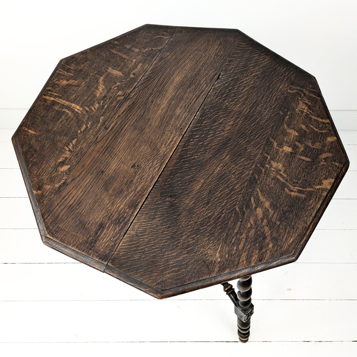 Vintage Wilhelminian Tripod Polygon Turned Wood Side Table for sale at ...