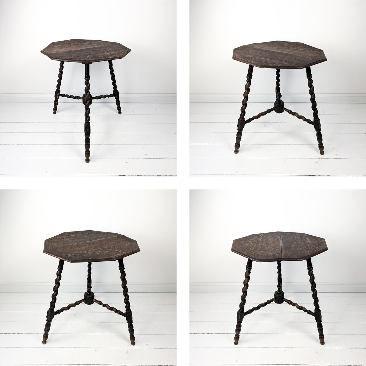 Vintage Wilhelminian Tripod Polygon Turned Wood Side Table for sale at ...