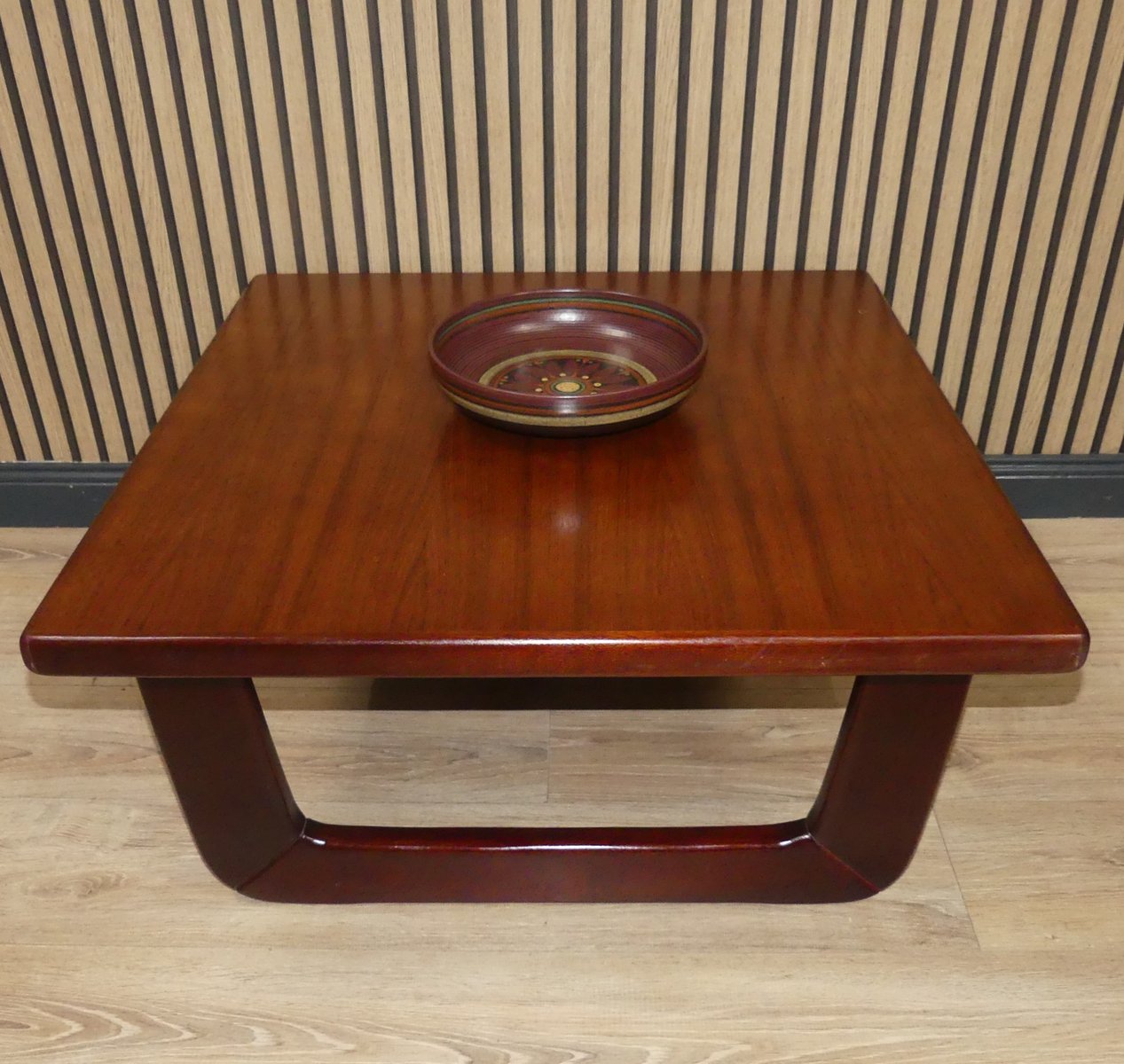 Sturdy Teak Wood Coffee Table Square with Wide Runners, 1960s for sale ...