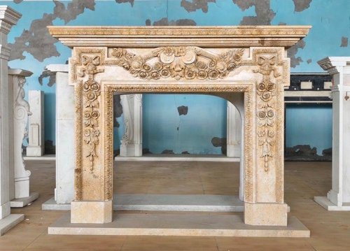 Hand-Carved Ornate Fireplace Mantle for sale at Pamono