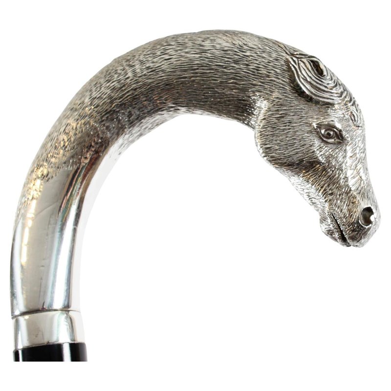 Vintage Silver Horse Head Ebonized Walking Cane, 2012 for sale at Pamono