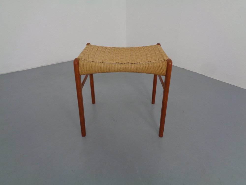 Ottoman in Teak and Paper Cord by Peder Kristensen for Glyngore ...
