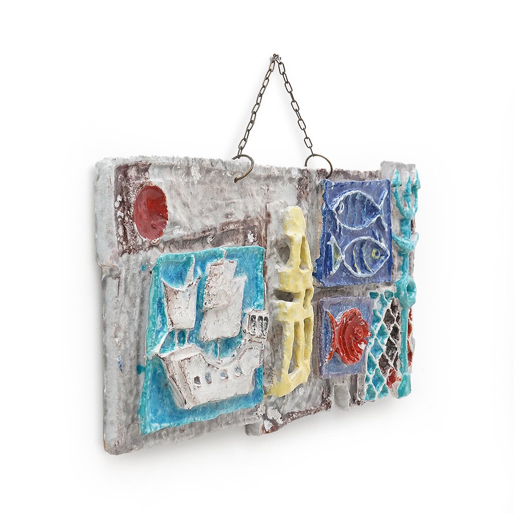 Glazed Ceramic Panel with a Marine Theme, 1960s for sale at Pamono