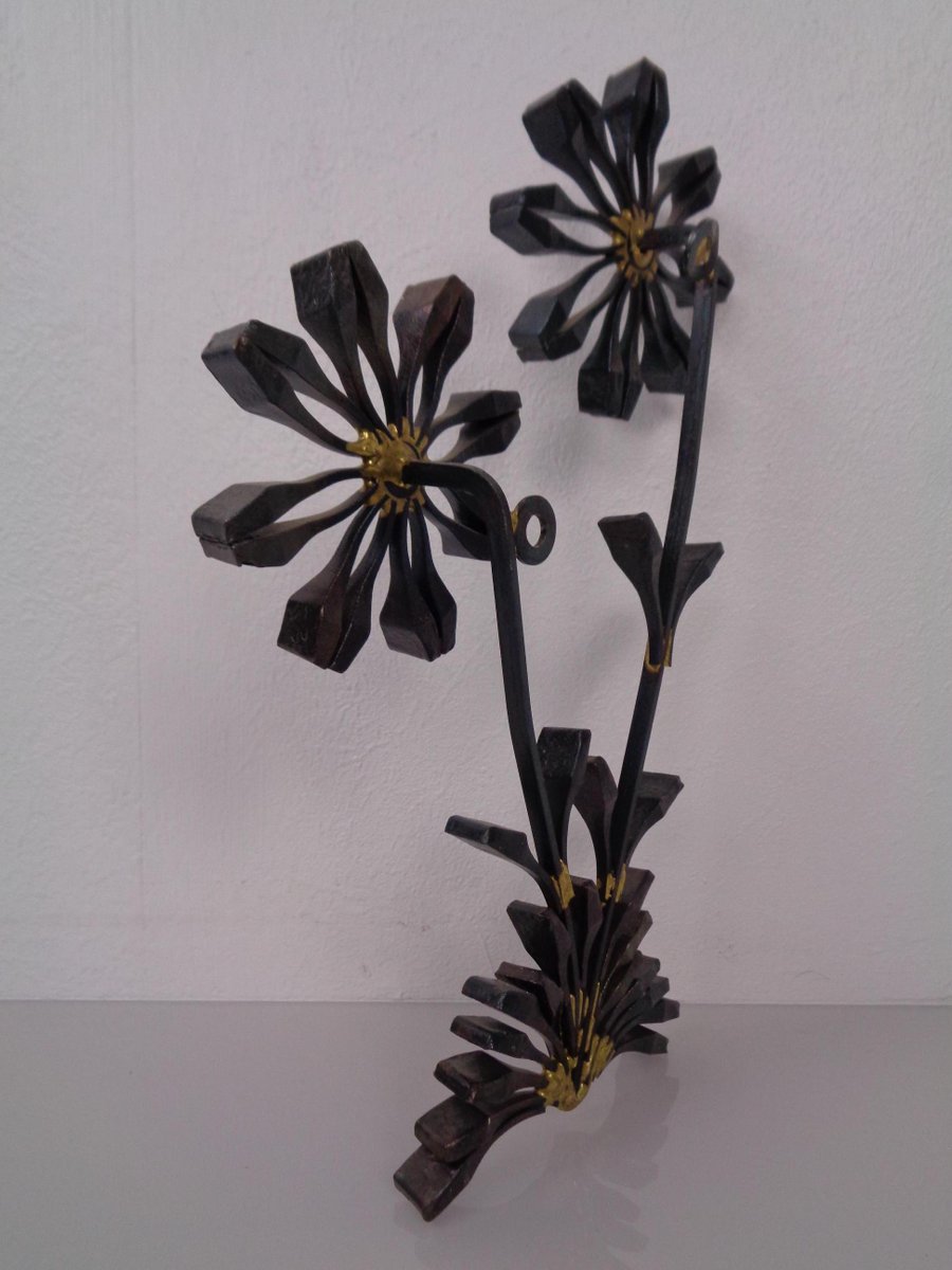 Swedish Brutalist Iron and Gold Flower Wall Sculpture, 1960s for sale ...