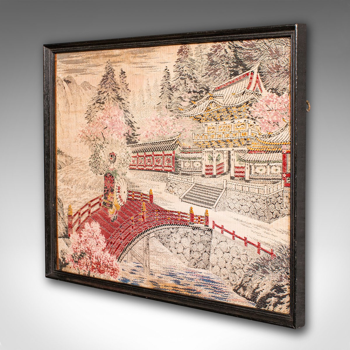 Antique Embroidered Landscape Scene, 1870 for sale at Pamono
