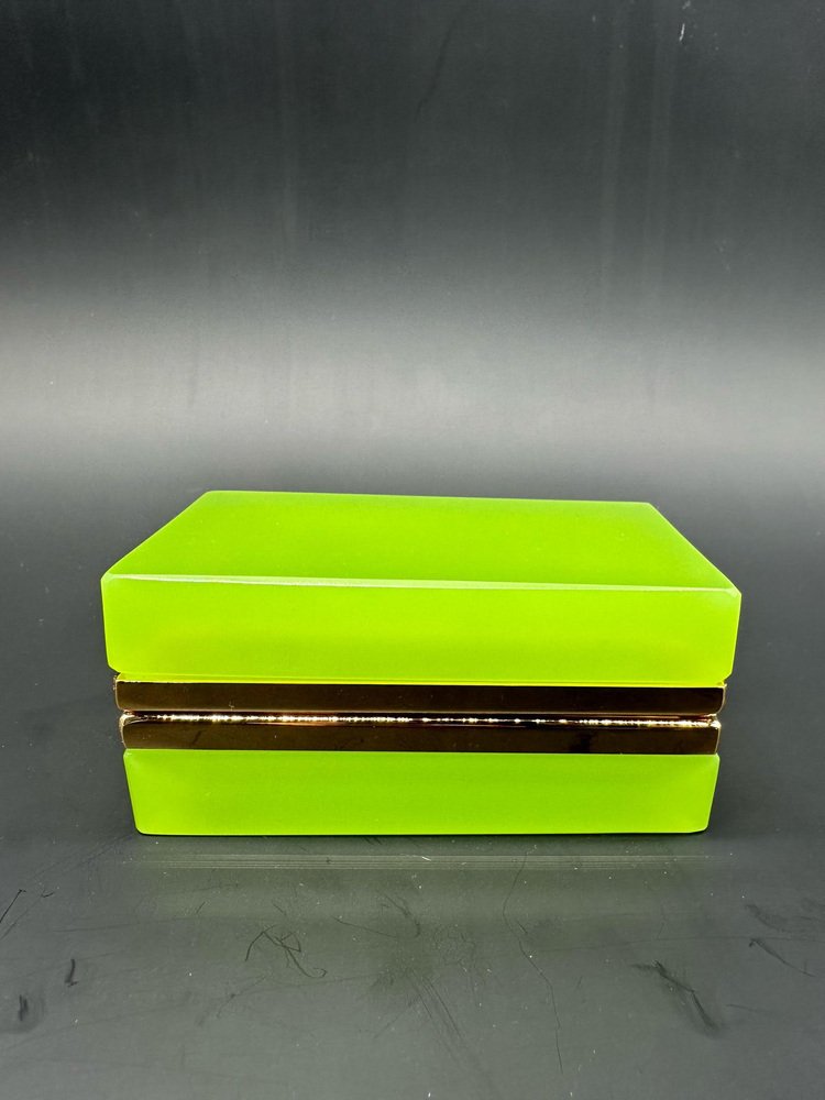 Antique French Green Opaline Uranium Glass Storage Box, 1890s for sale ...