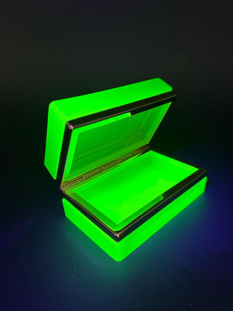 Antique French Green Opaline Uranium Glass Storage Box, 1890s for sale ...