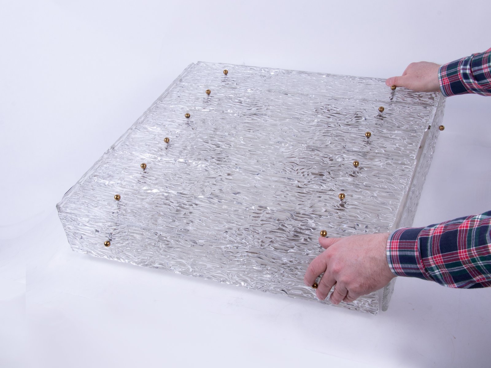 Large Modernist Glass Heidelberg Flush Mount by J. T. Kalmar for Kalmar ...