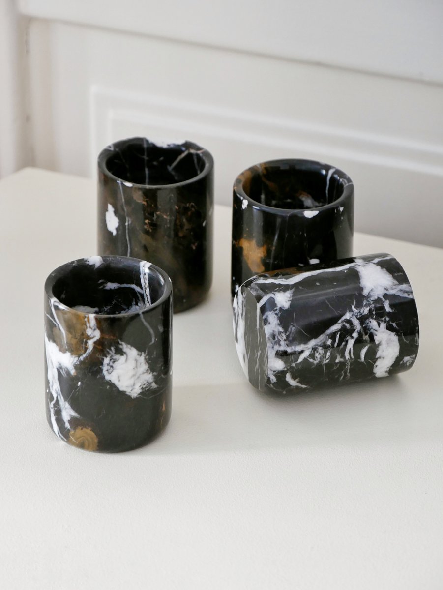 Vintage Italian Marble Cups, 2000s, Set of 4 for sale at Pamono