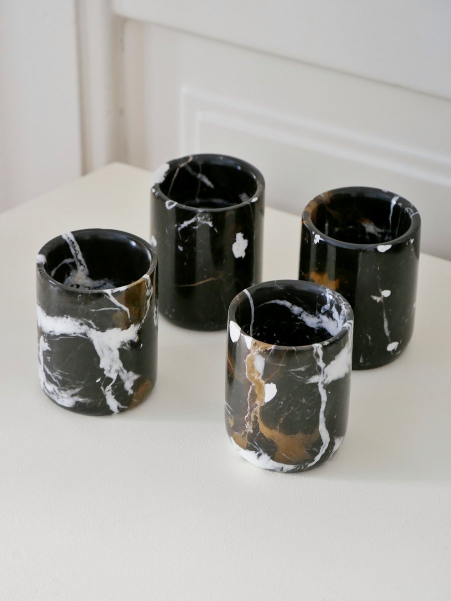 Vintage Italian Marble Cups, 2000s, Set of 4 for sale at Pamono