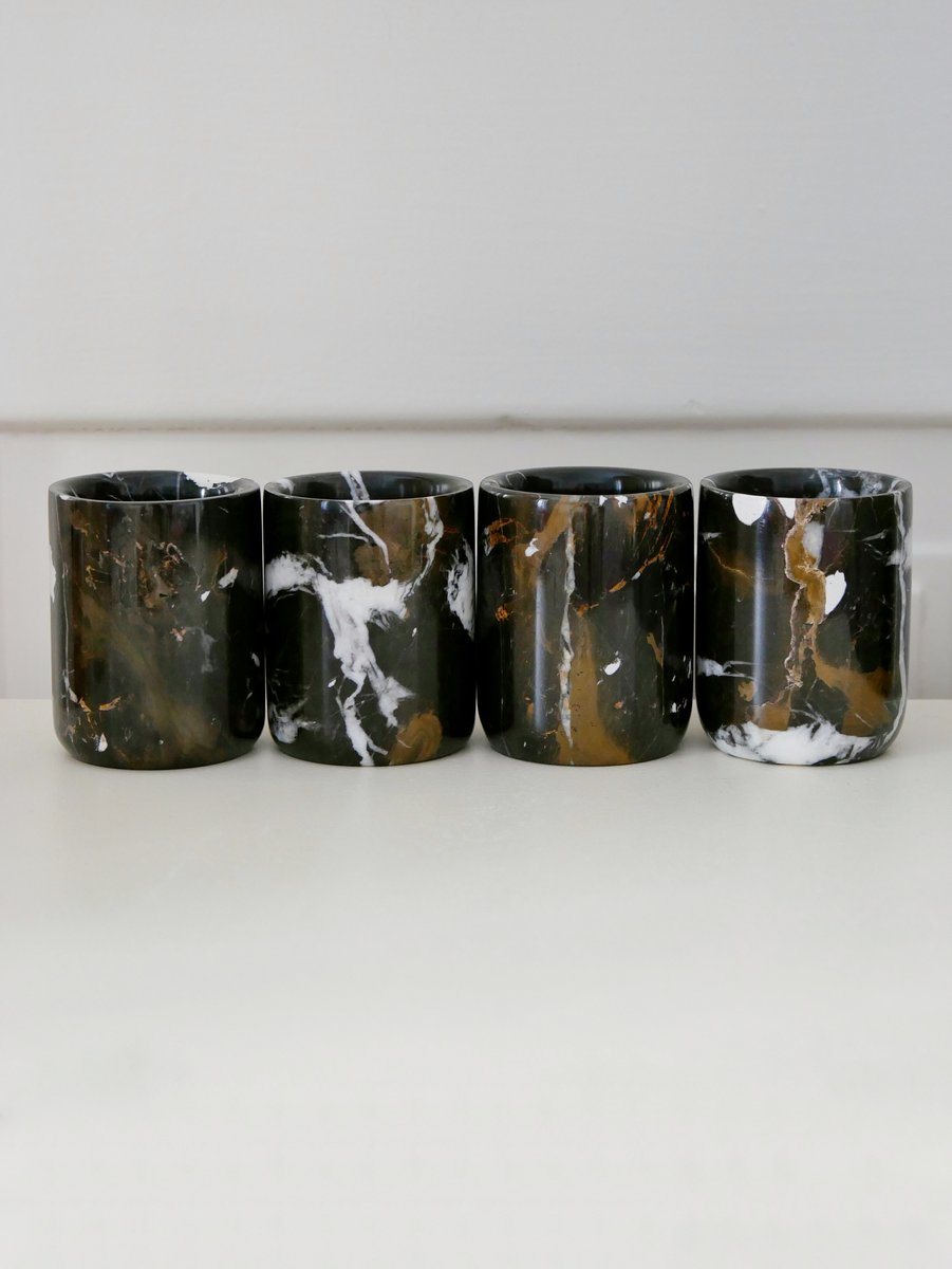 Vintage Italian Marble Cups, 2000s, Set of 4 for sale at Pamono
