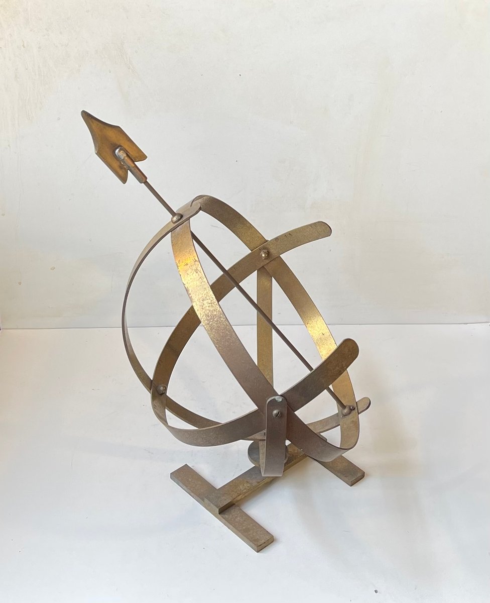 Vintage Scandinavian Nautical Sundial in Brass, 1950s for sale at Pamono