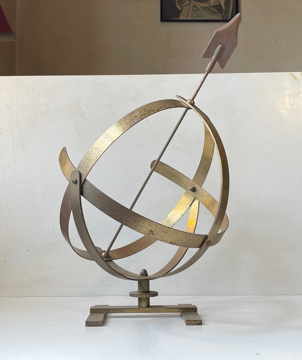 Vintage Scandinavian Nautical Sundial in Brass, 1950s for sale at Pamono