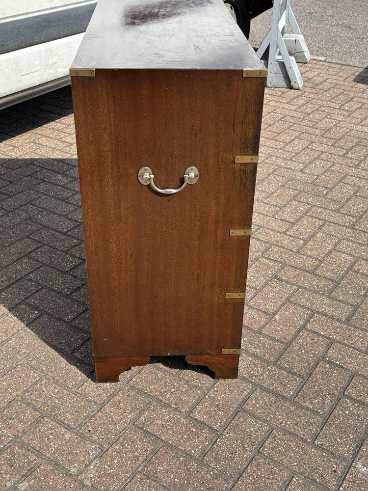 Military Campaign Chest with Brass Handles for sale at Pamono