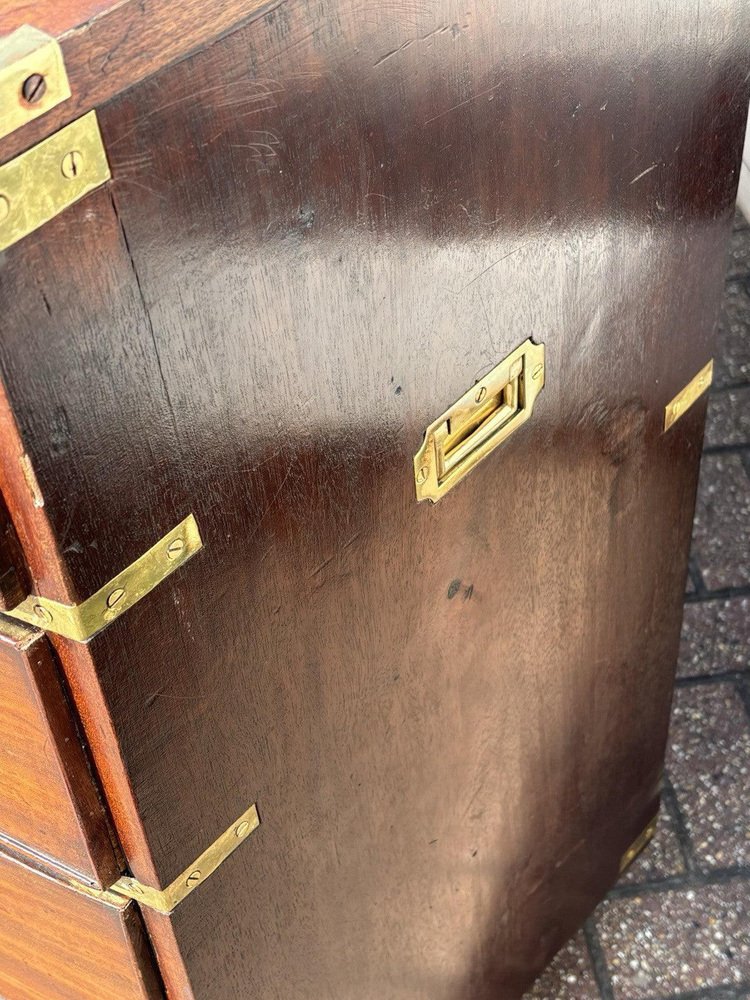 Victorian Campaign Chest with Brass Handles for sale at Pamono