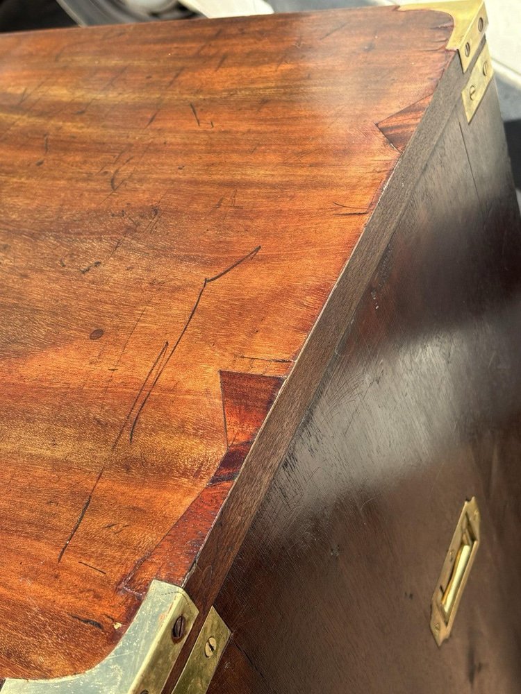 Victorian Campaign Chest with Brass Handles for sale at Pamono