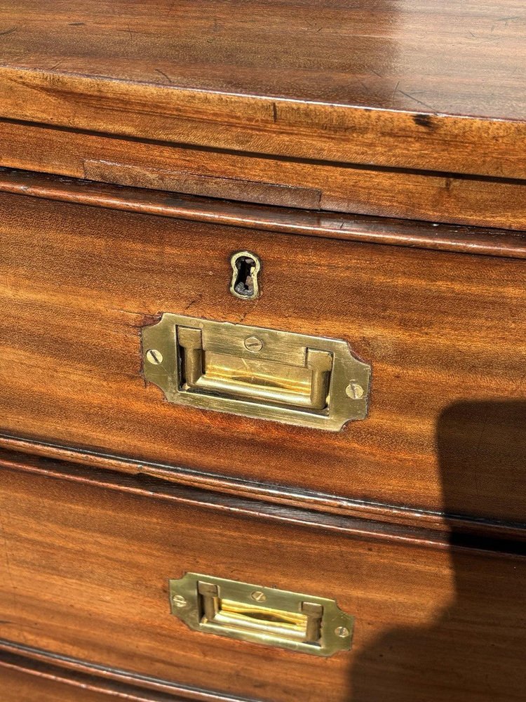 Victorian Campaign Chest with Brass Handles for sale at Pamono