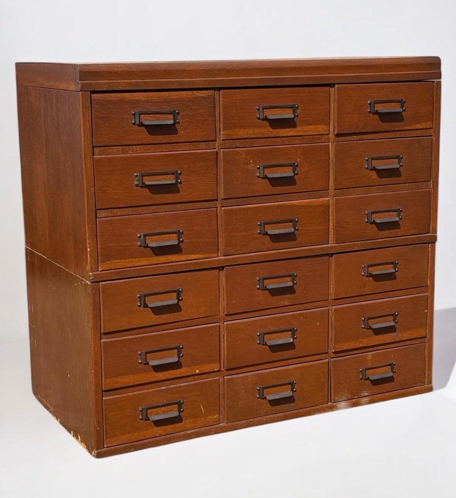 Large Edwardian Oak Filing Drawers for sale at Pamono