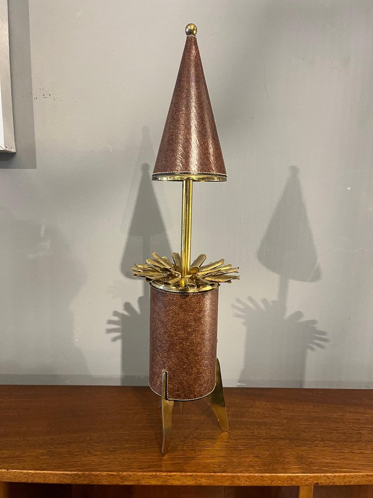 Rocket Cigarette Dispenser in Brass and Leather by Patented, 1960s for ...