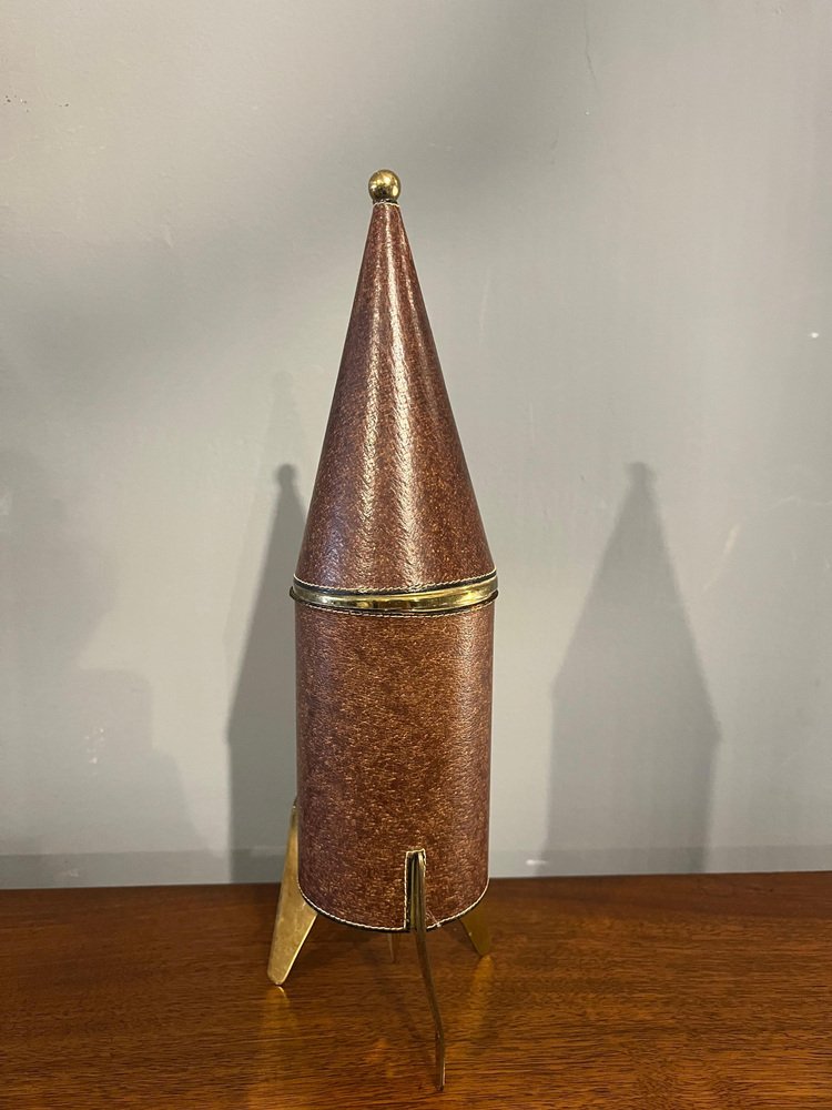 Rocket Cigarette Dispenser in Brass and Leather by Patented, 1960s for ...