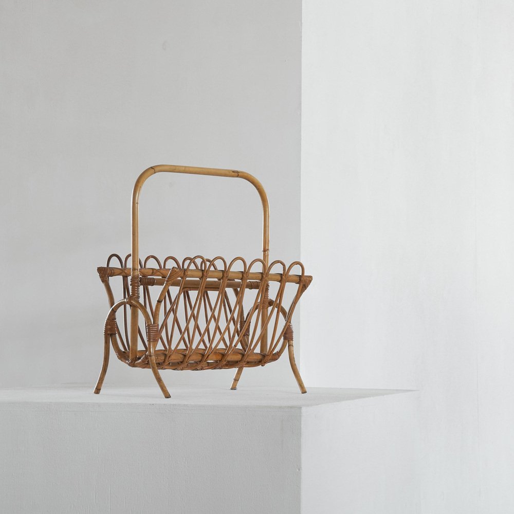 Mid-Century Magazine Rack in Bamboo, 1960s for sale at Pamono