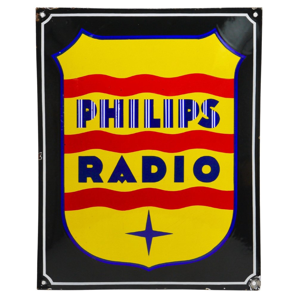 Enamel Philips Radio Advertising Sign, 1930s for sale at Pamono