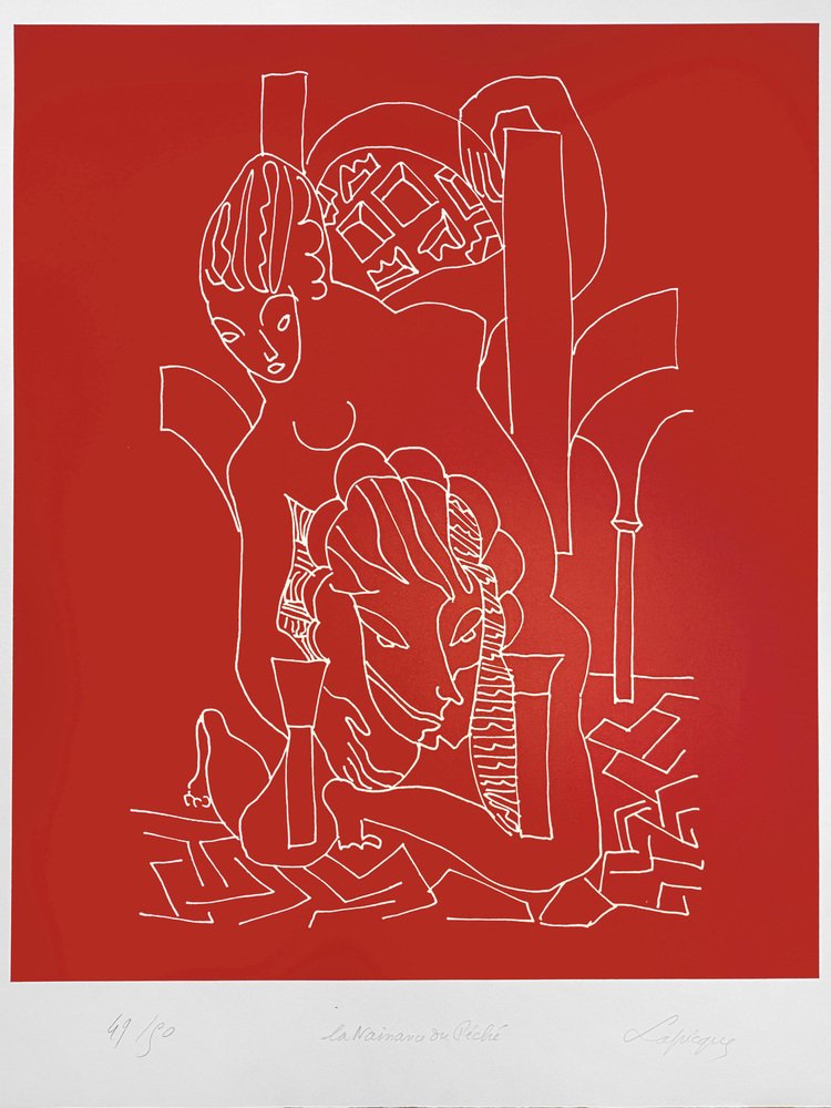 Charles Lapique, La naissance du péché, Original Lithograph for sale at Pamono