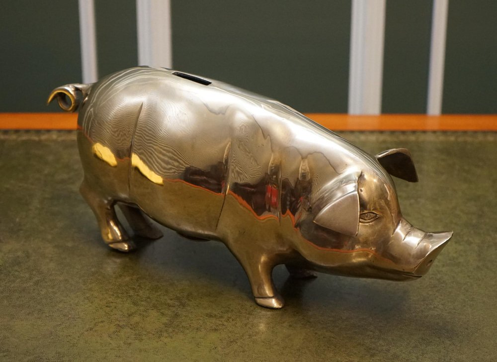Antique Brass Piggy Bank, 1920s for sale at Pamono
