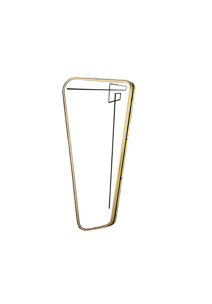 Atomic Asymmetric Mirror with Geometric Lines, 1960s for sale at Pamono