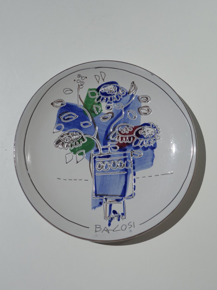 Italian Art Ceramic Pottery Plate by Manlio Bacosi Deruta, 1970s for ...