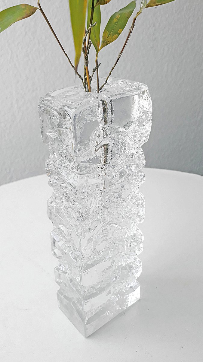 Ice Glass Block Vase, 1970s for sale at Pamono
