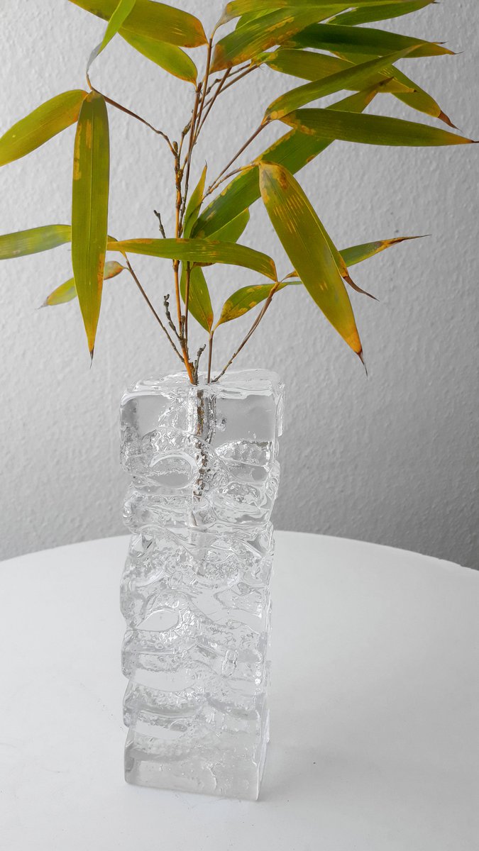 Ice Glass Block Vase, 1970s for sale at Pamono