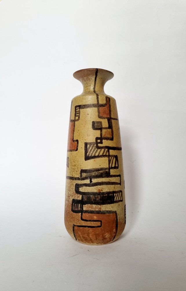 Italian Modern Cubisem Pattern Vase by Ceramice Biancoli, Italy, 1960s ...