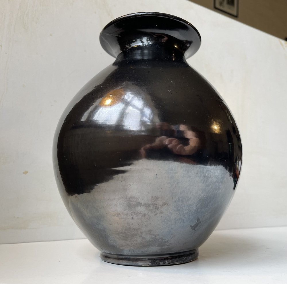 Herman August Kähler Floor Vase in Black Lustre Glaze, 1920s for sale ...