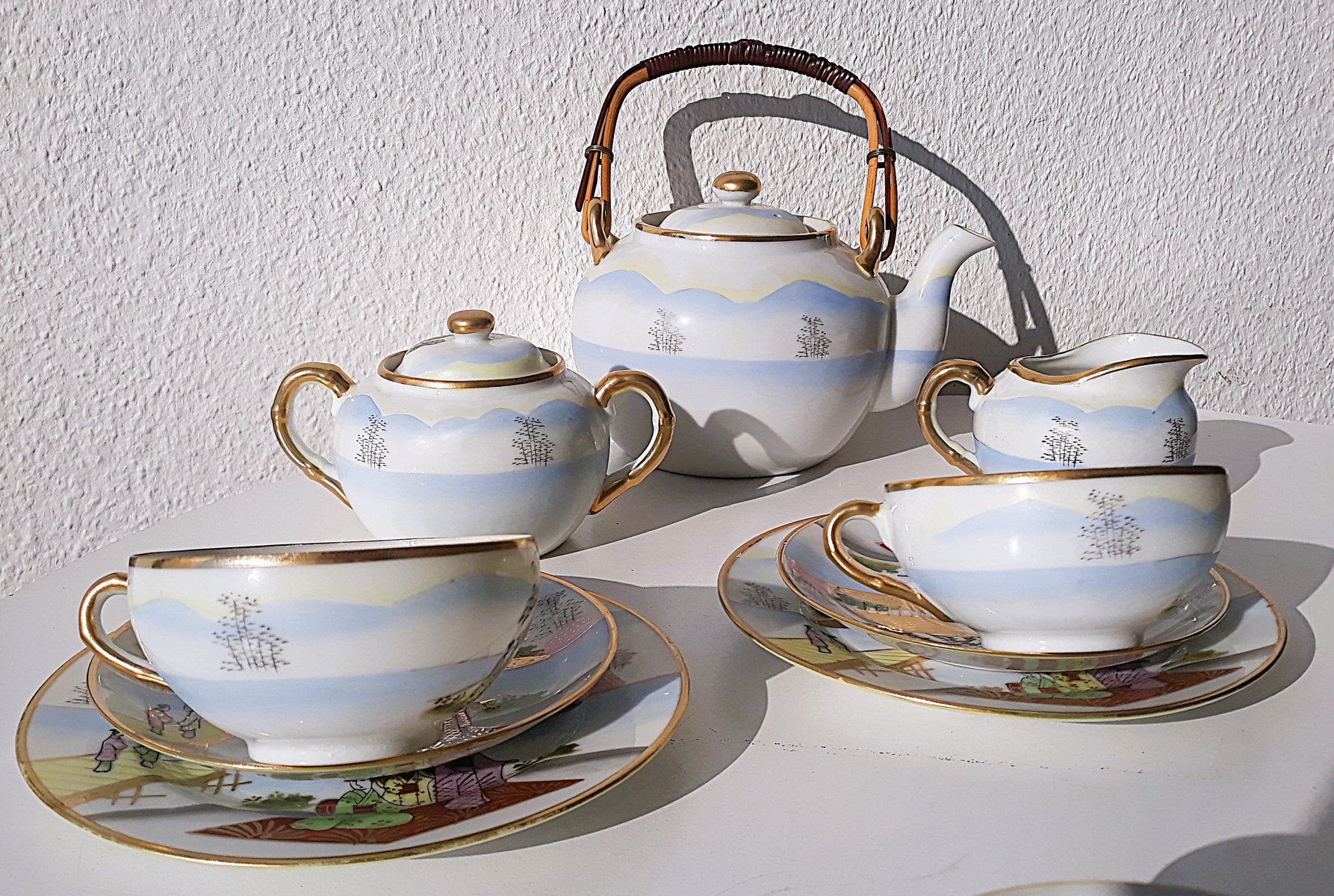 Vintage Japanese Porcelain Tea Service, 1950s, Set of 21 for sale at Pamono