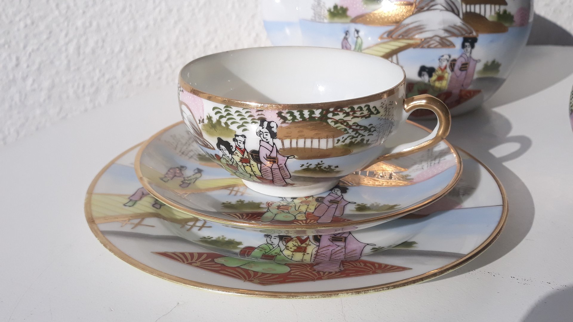 Vintage Japanese Porcelain Tea Service, 1950s, Set of 21 for sale at Pamono