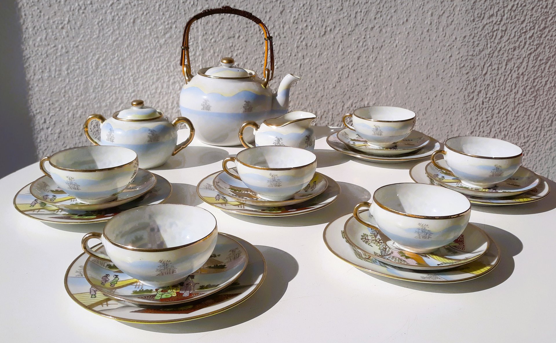 Vintage Japanese Porcelain Tea Service, 1950s, Set of 21 for sale at Pamono