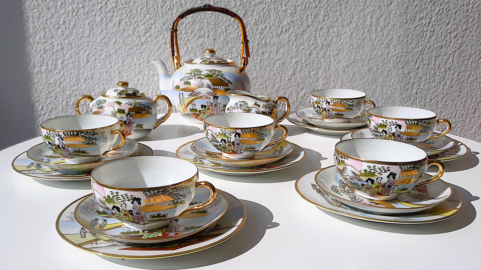 Vintage Japanese Porcelain Tea Service, 1950s, Set of 21 for sale at Pamono