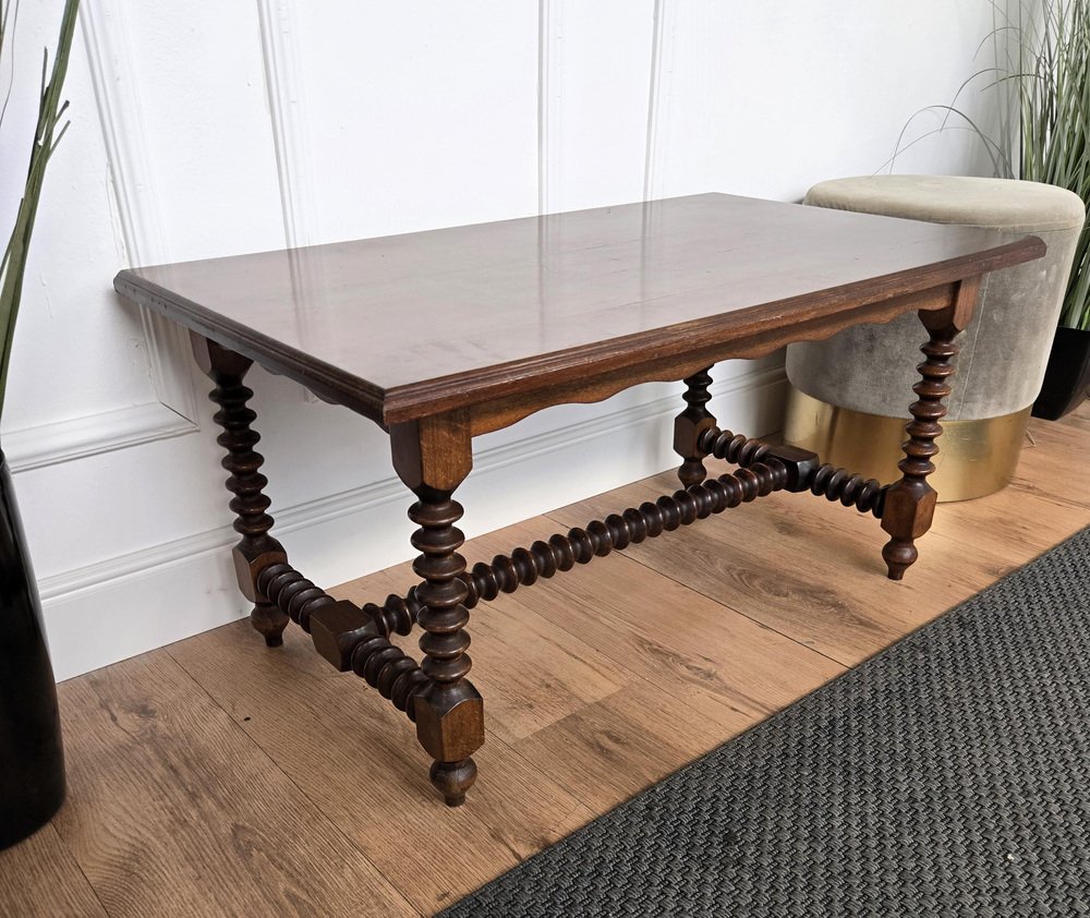 Italian Walnut Side Coffee Table with Bobbin Turned Legs, 1950s for ...