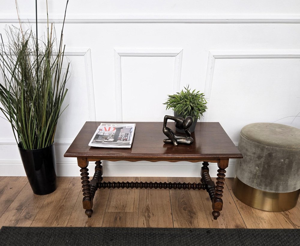 Italian Walnut Side Coffee Table with Bobbin Turned Legs, 1950s for ...