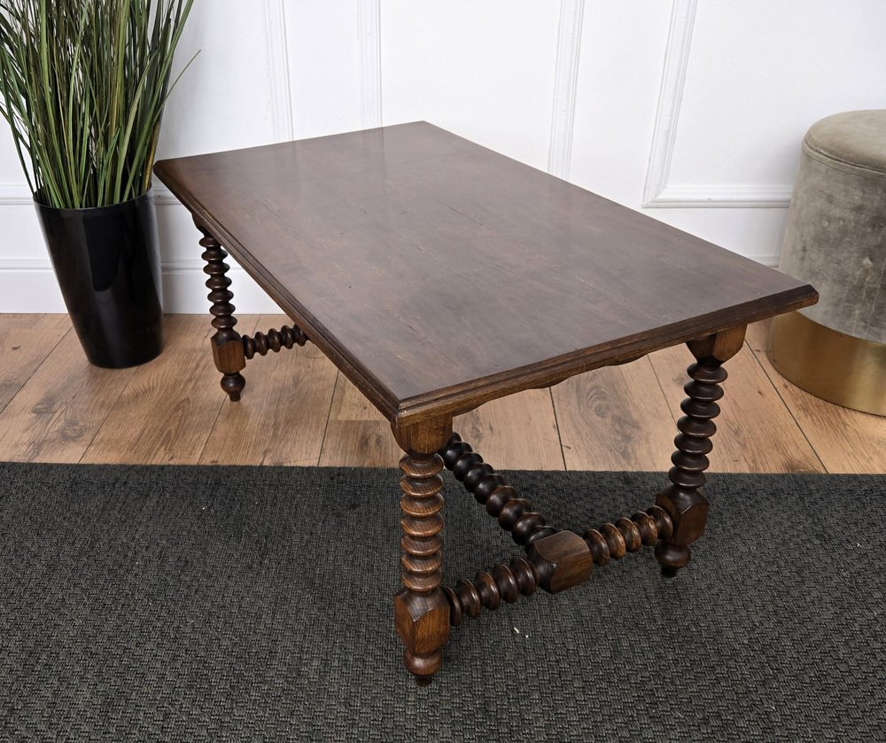 Italian Walnut Side Coffee Table with Bobbin Turned Legs, 1950s for ...