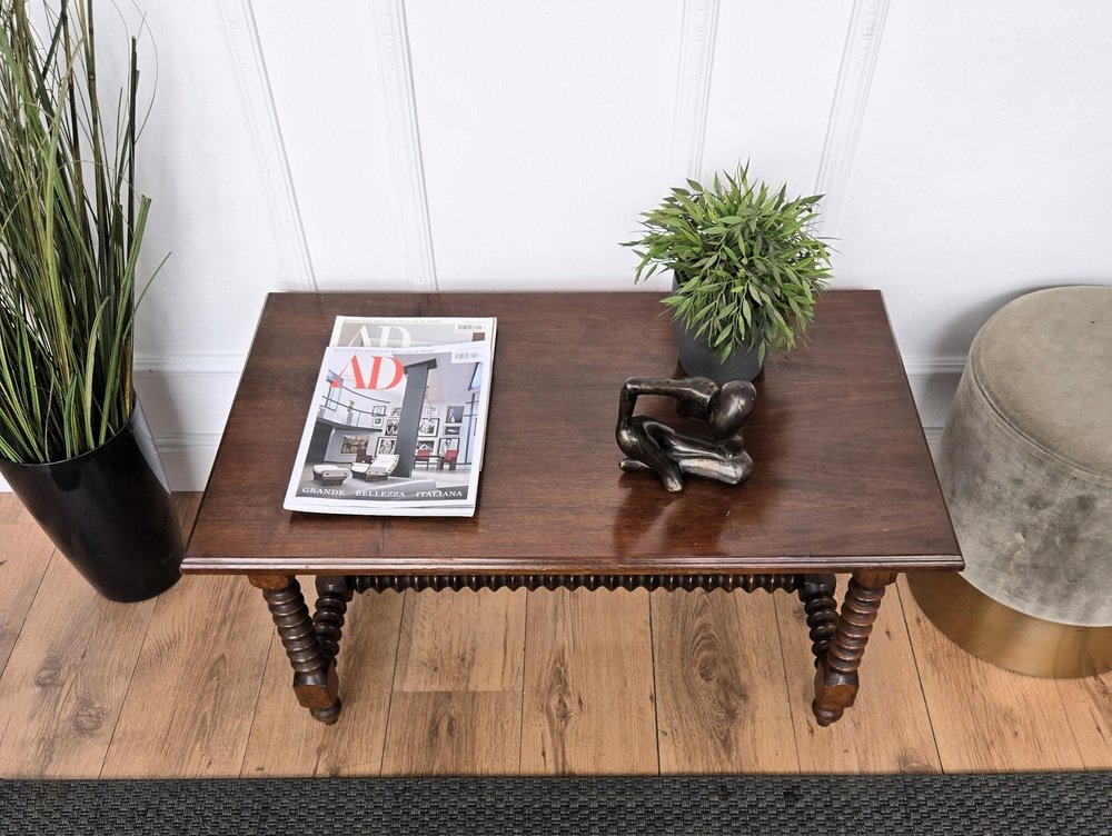 Italian Walnut Side Coffee Table with Bobbin Turned Legs, 1950s for ...