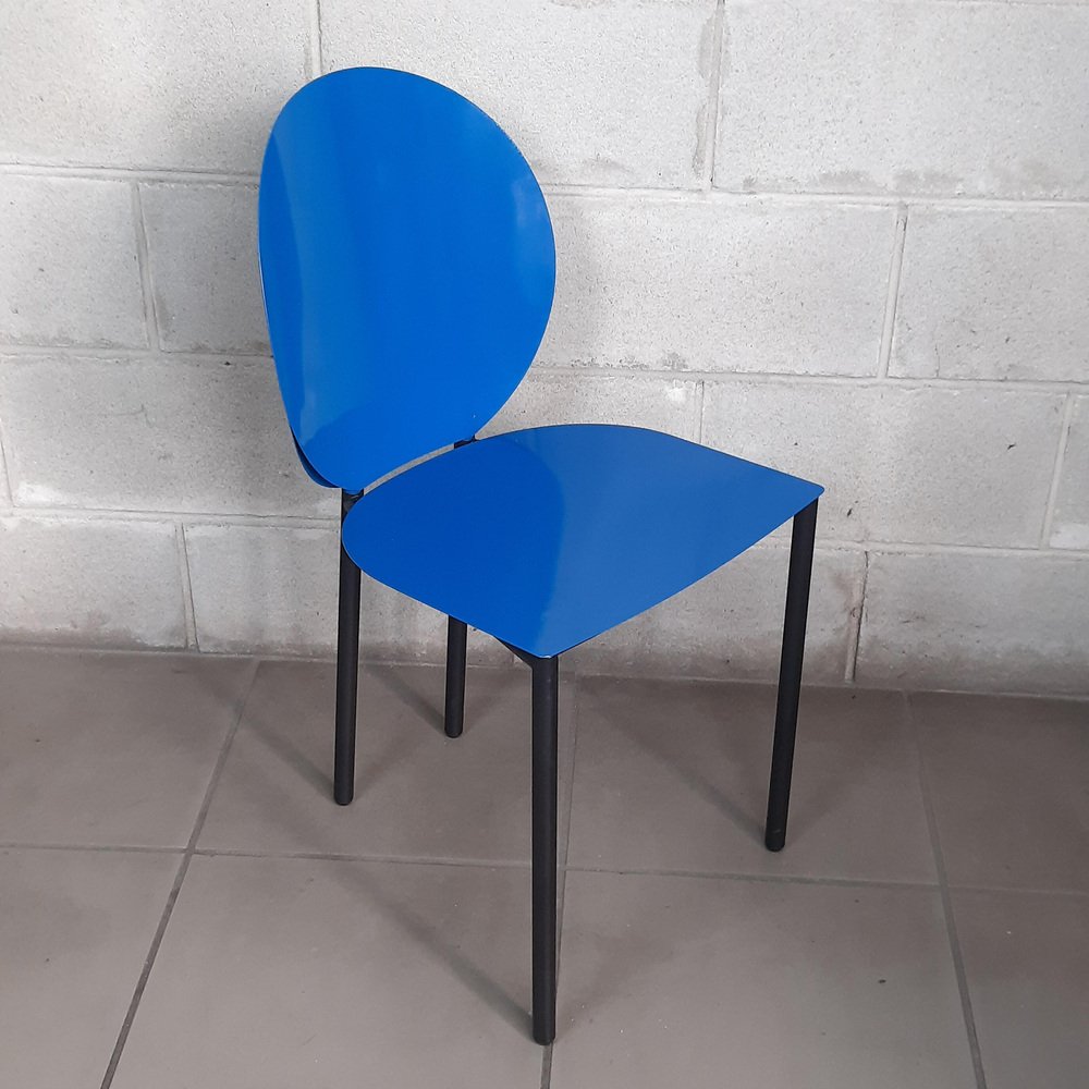Cyan and Black Gioconda Metal Chair by Roberto Barbieri and Marco De Carli, 1980s for sale at Pamono