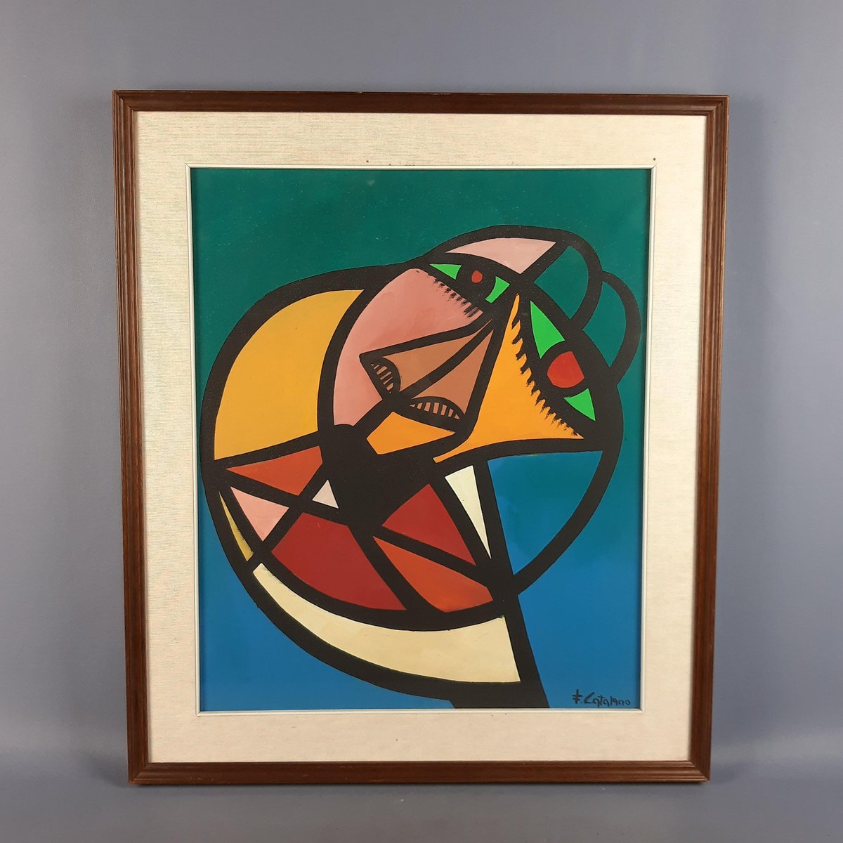 Francesco Catalano, Abstract Composition, 1970s, Oil on Canvas, Framed ...