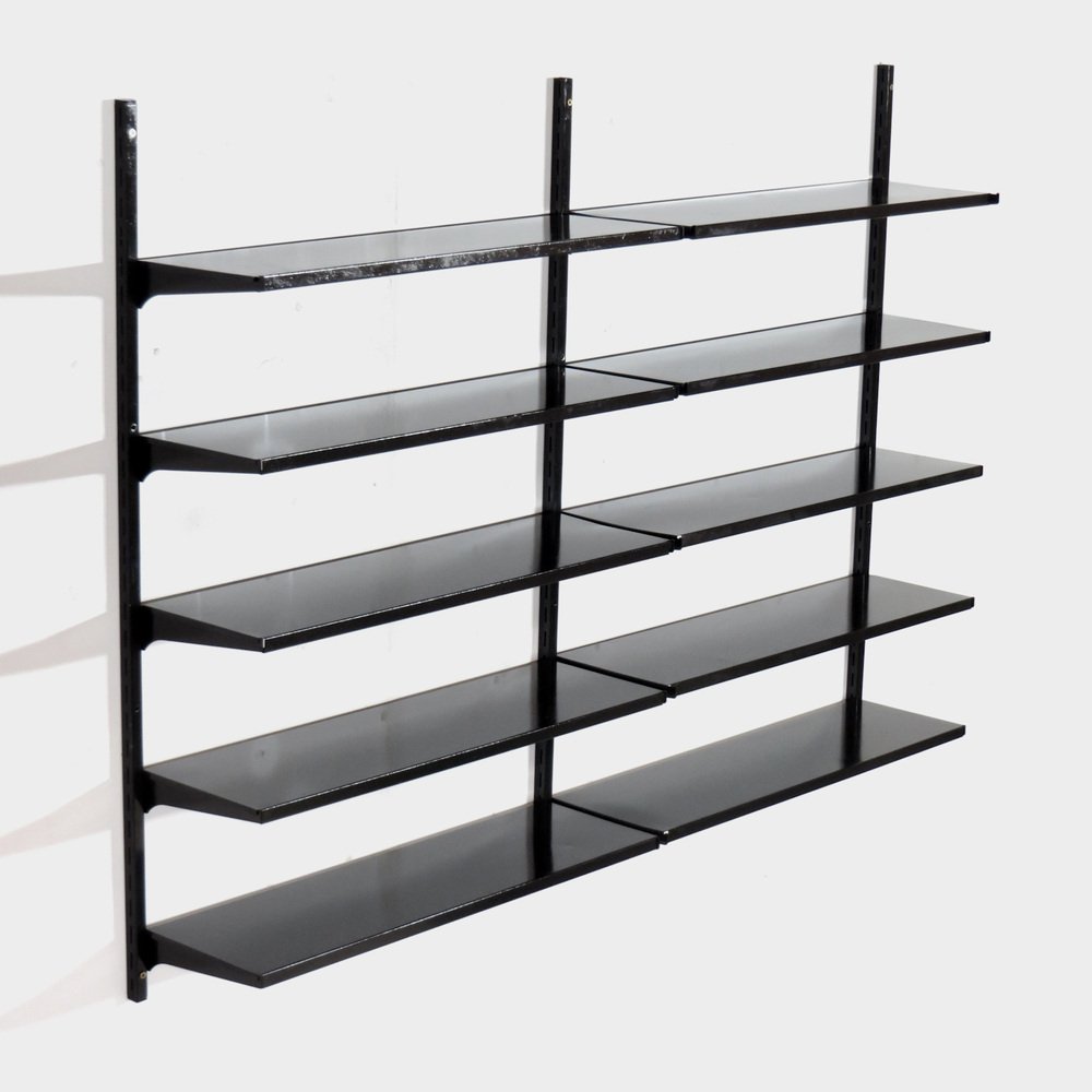 Mid-Century Anthracite Metal Wall Unit System, 1960s for sale at Pamono
