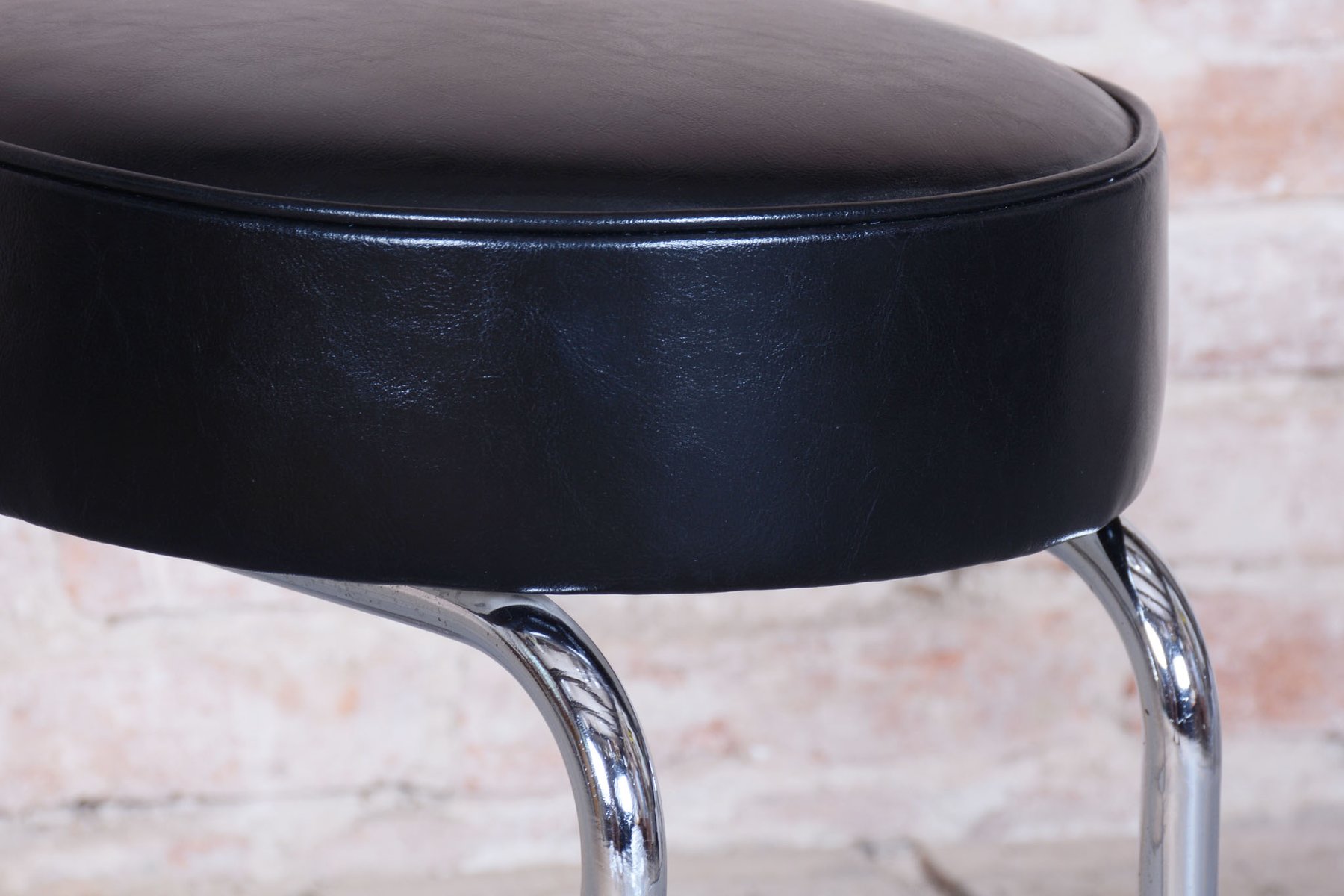 Czech Bauhaus Stool in Chrome-Plated Steel and Leather, 1950s for sale ...